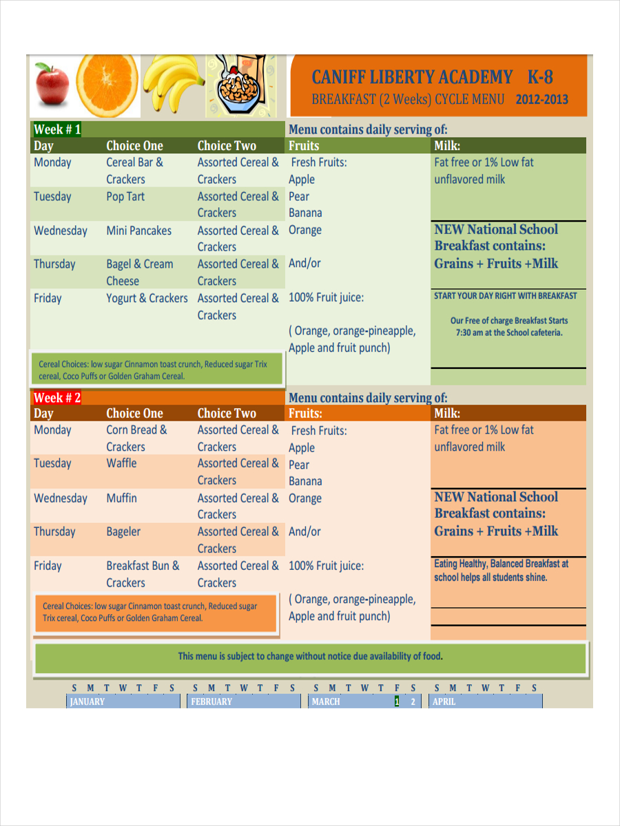 Snack Schedule - 8+ Examples, Format, Pdf | Examples