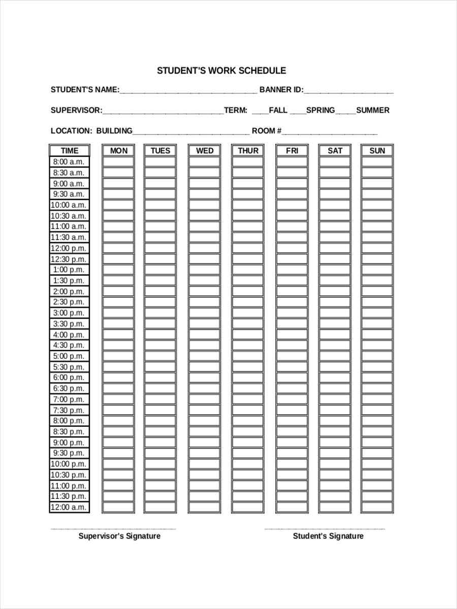 Student Schedule - 9+ Examples, Google Docs, Word, Pages, How To Make, PDF