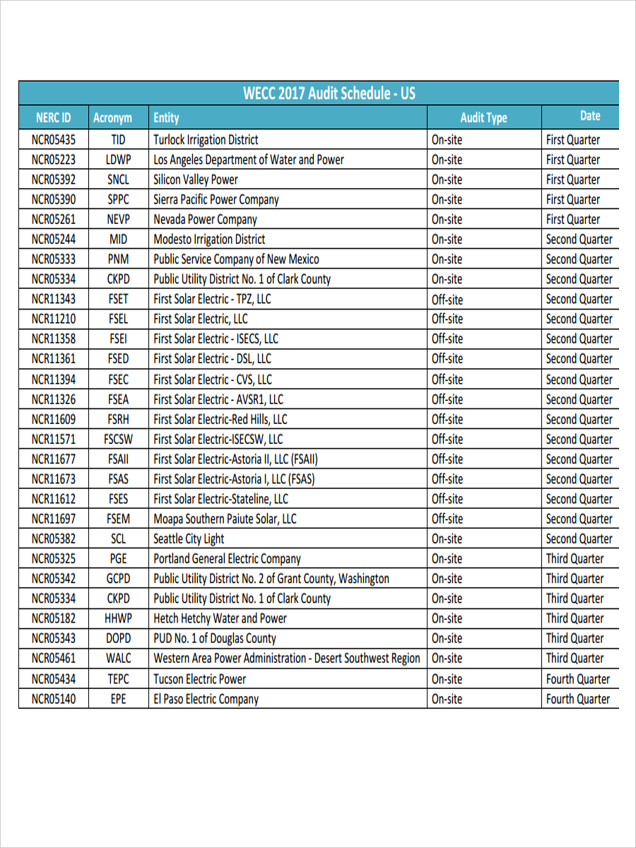 12 Audit Schedule Examples To Download