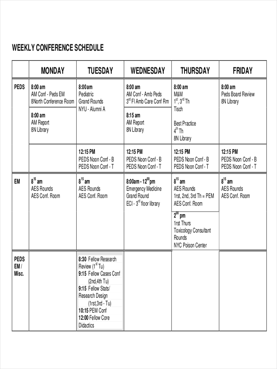 Conference Schedule Examples 10 Samples In PDF DOC Google Docs Google Sheets Excel 