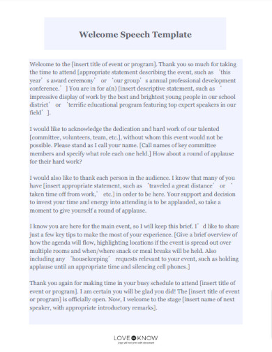 Welcome Speech - 14+ Examples, Format, Sample | Examples
