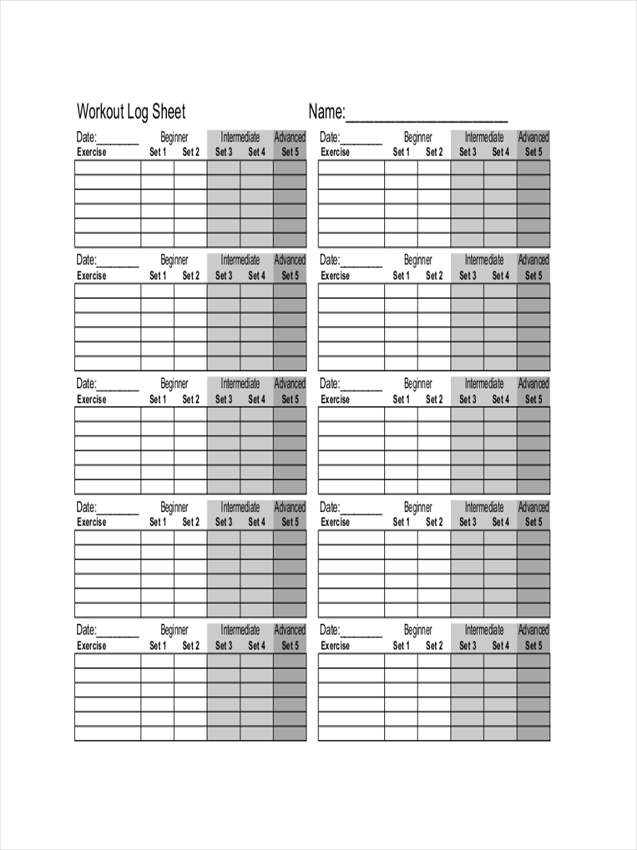Workout Sheet - 6+ Examples, Format, Pdf | Examples
