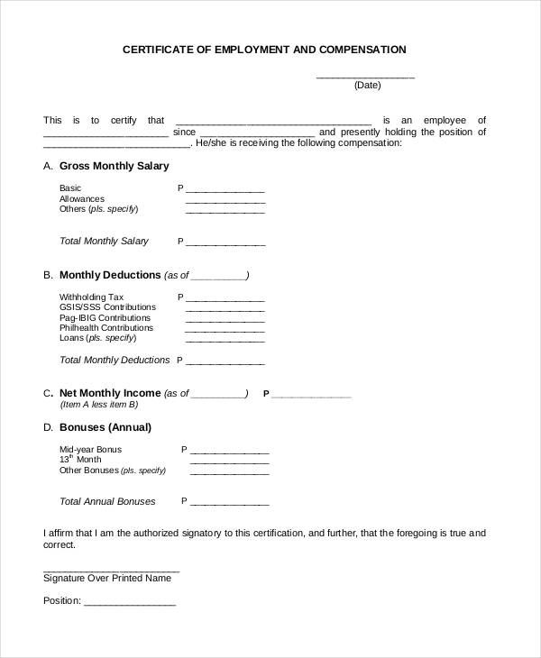 Salary Certificate Examples - 16+ Samples in PDF | Examples