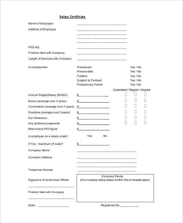 Salary Certificate Examples - 16+ Samples in PDF | Examples