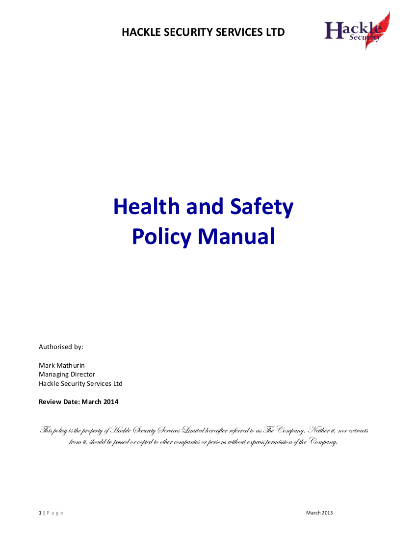 HealthSafety Policy - 23+ Examples, Format, Pdf | Examples
