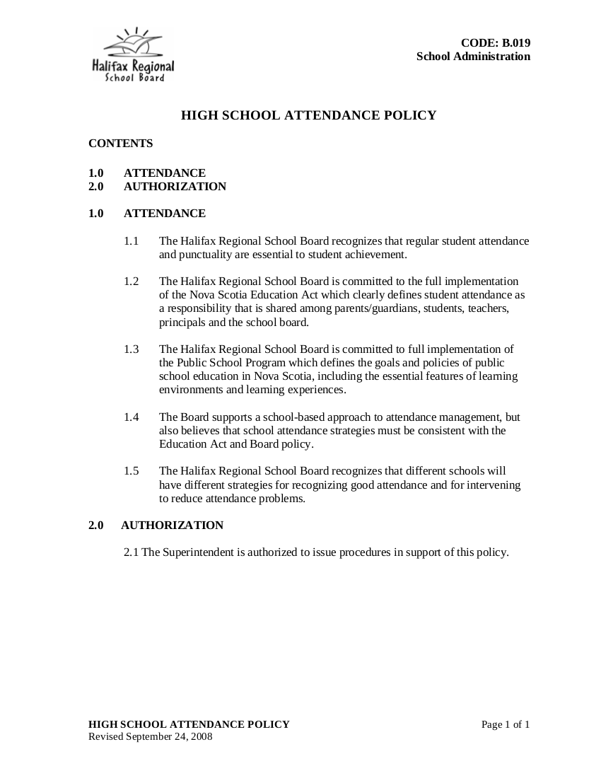 Attendance Policy - 15+ Examples, Format, Pdf | Examples