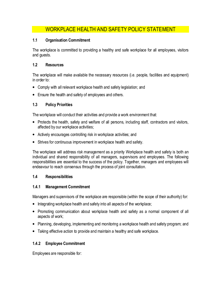 HealthSafety Policy - 23+ Examples, Format, Pdf | Examples