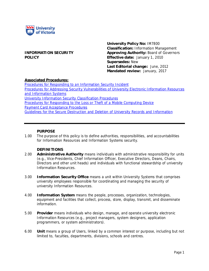 Examples Of IT PoliciesProcedures Format Sample Examples
