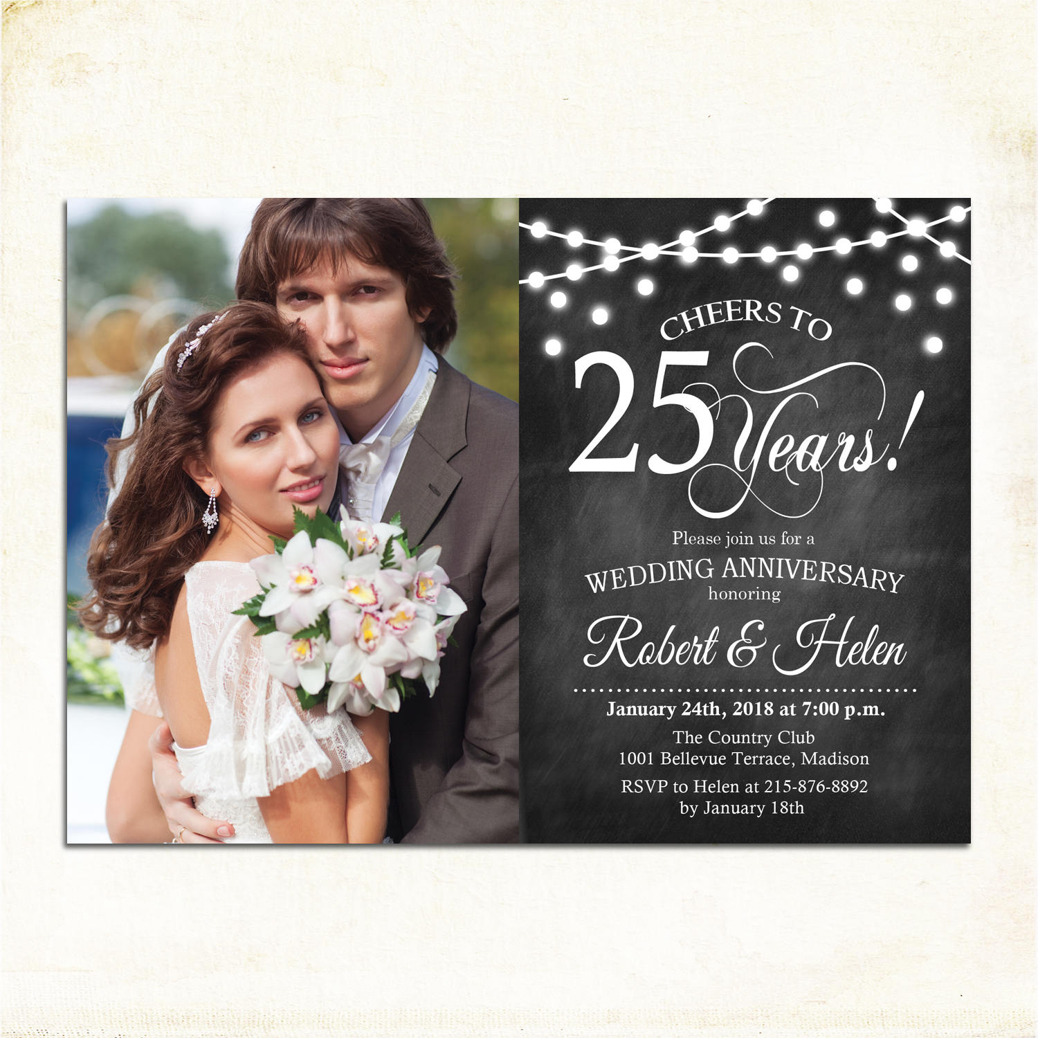 25th Anniversary Invitation Chalk