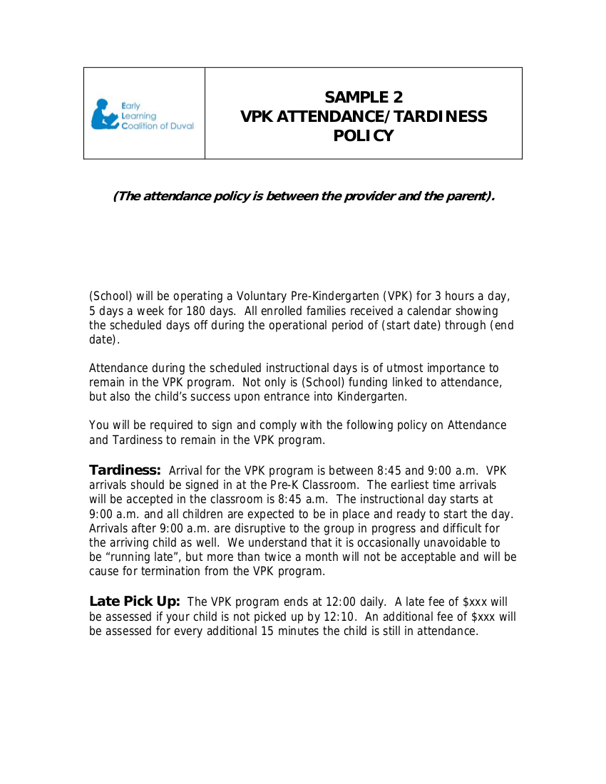 Attendance Policy - 15+ Examples, Format, Pdf | Examples