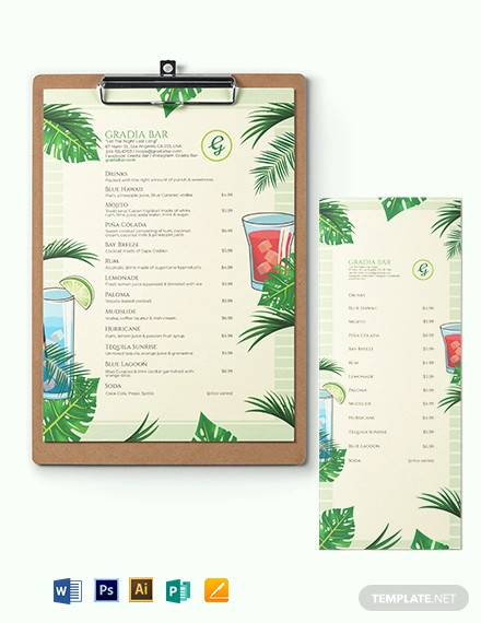 Cocktail Menu Examples - 18+ in PSD | AI | EPS Vector | Examples