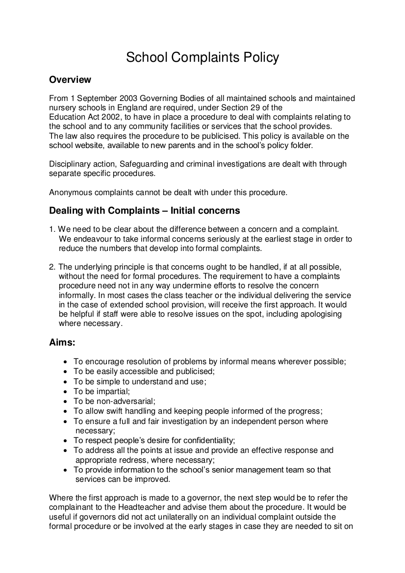 Complaint Policy - 19+ Examples, Format, Pdf | Examples