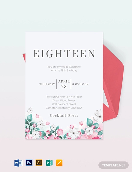 FREE 19 18th Birthday Invitation Designs Examples In Word PSD AI 