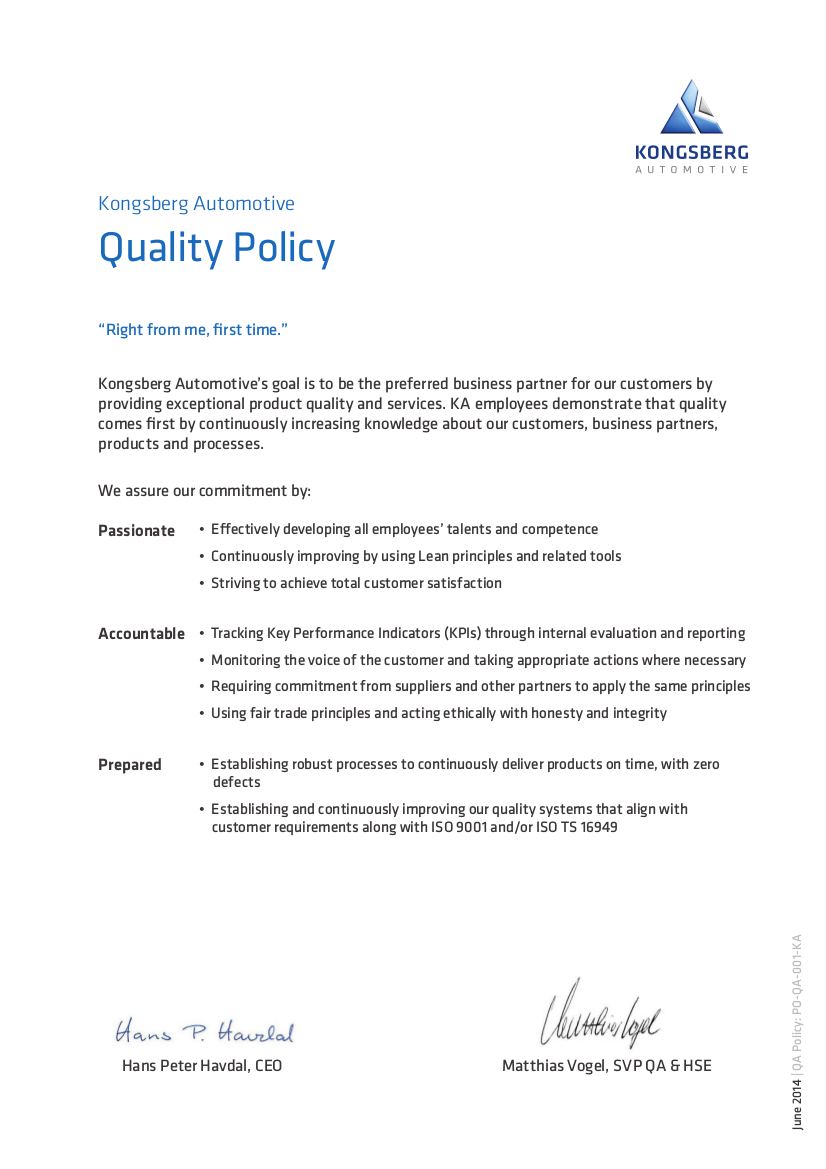 Quality Policy Statement Template Free