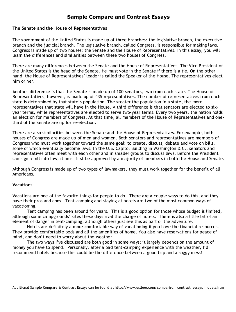 Sample Thesis Statement For Compare And Contrast Essay Compare