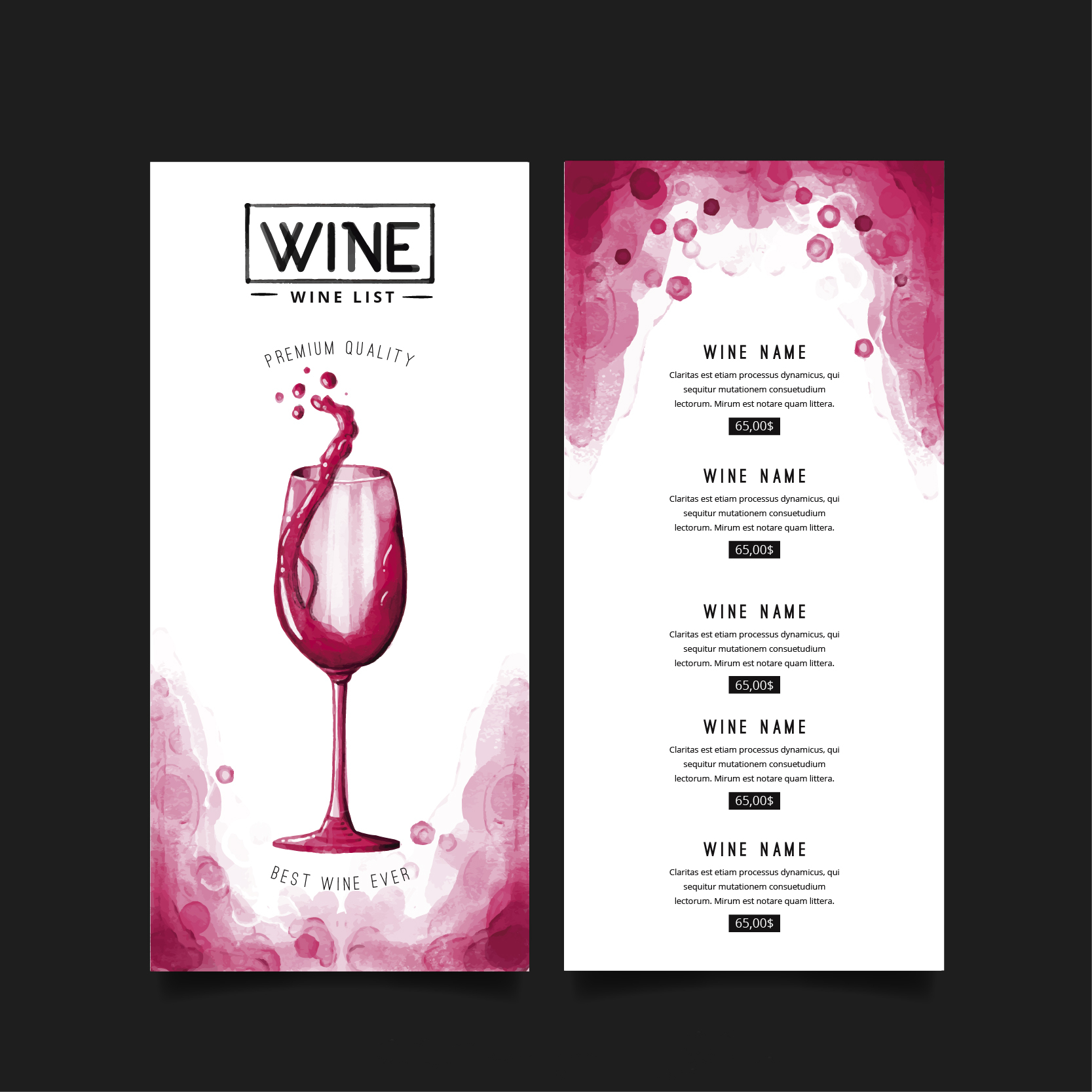 Wine Menu Template
