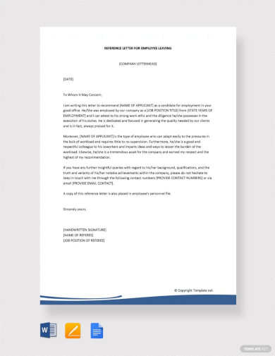 Employee Reference Letter - 11+ Examples, Format, Sample | Examples