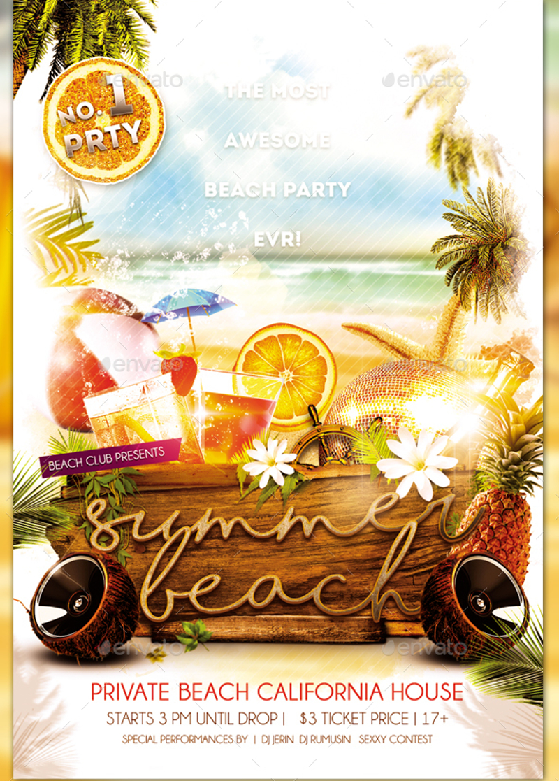 Beach Party Invitation Template Free