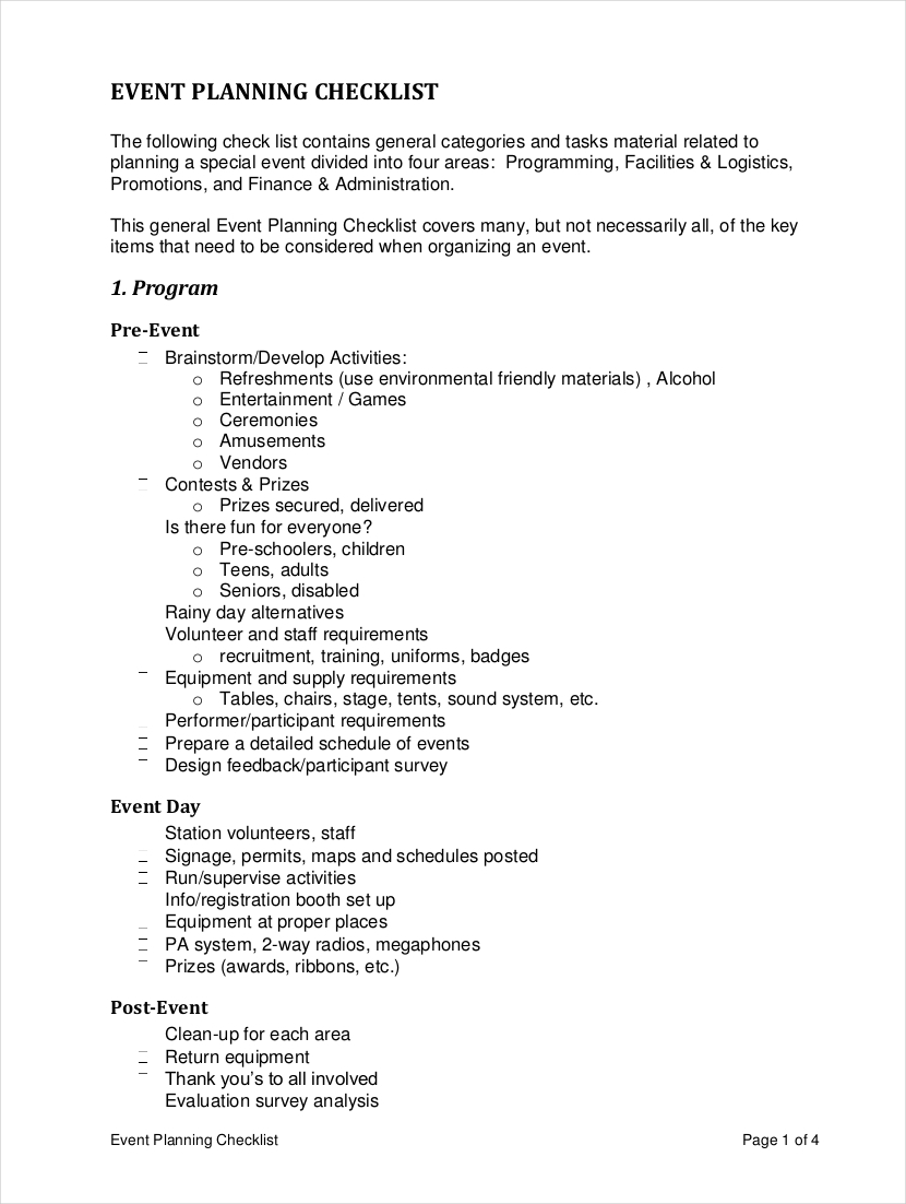 Event Planning Checklist 13 Examples Format Pdf Examples Event Planning Checklist 13 Examples Format Pdf Examples
