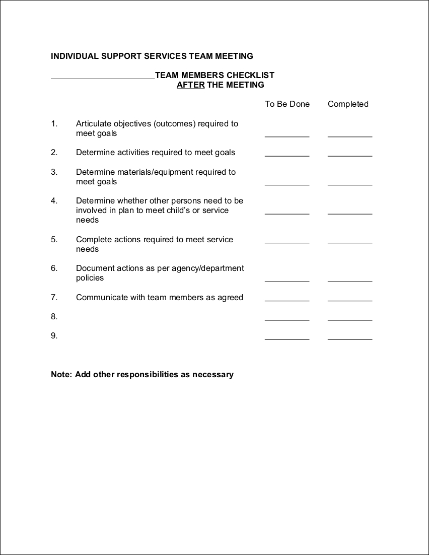 Team Meeting Checklist - 13+ Examples, Format, Pdf | Examples