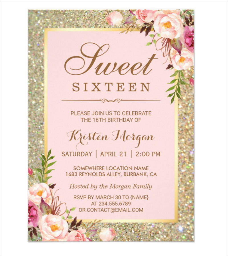 Printable Sweet 16 Invitation Templates