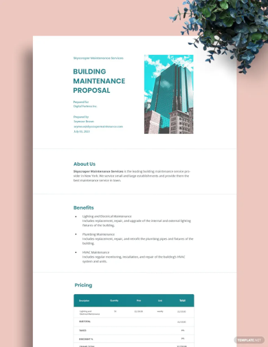 Maintenance Proposal - 23+ Examples, Format, Pdf | Examples