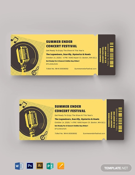 Concert Ticket - 30+ Examples, Format, Pdf | Examples