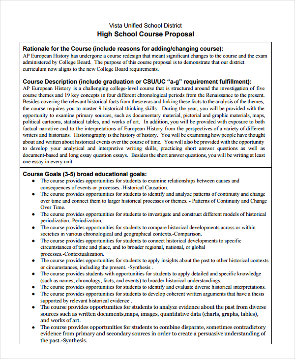 Course Proposal - 10+ Examples, Format, Pdf | Examples