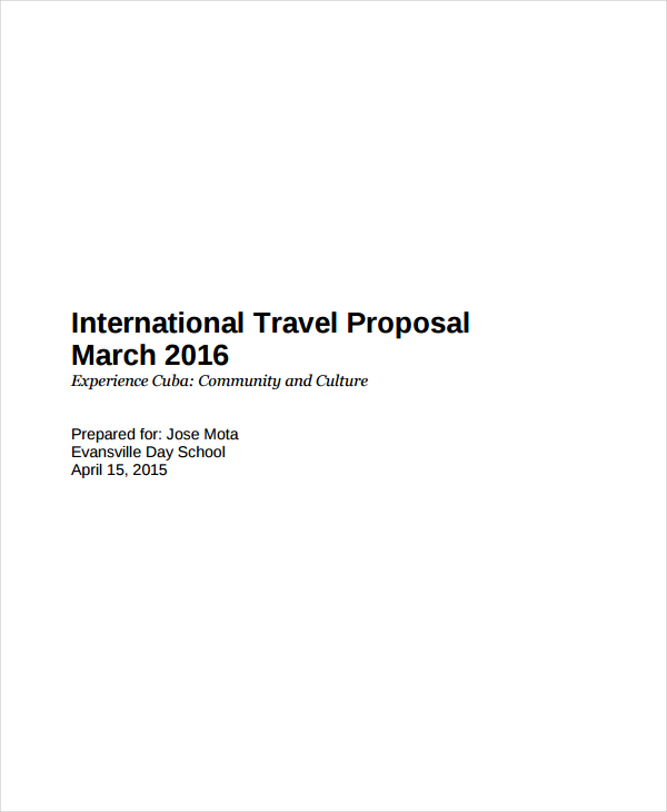 Travel Proposal - 20+ Examples, Format, Pdf, Tips