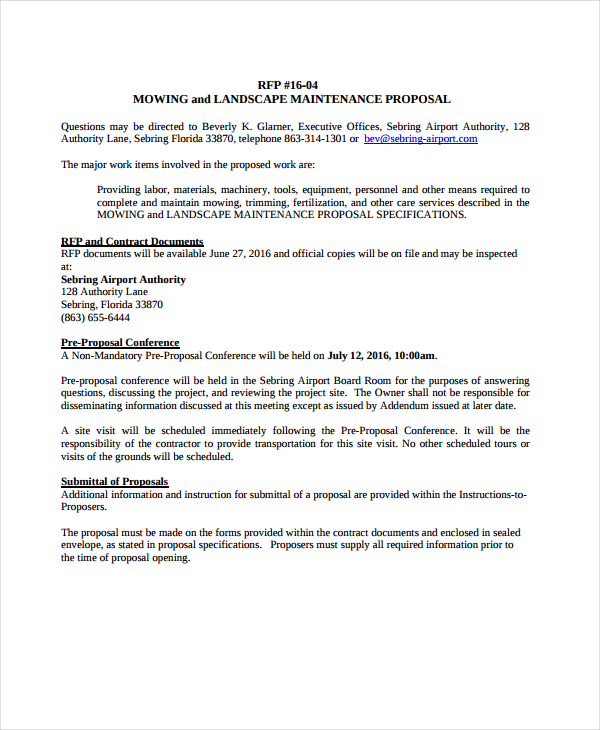 Maintenance Proposal 23 Examples Format Pdf Examples
