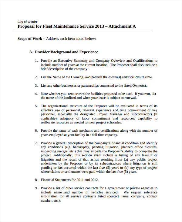 Maintenance Proposal 23 Examples Format Pdf Examples