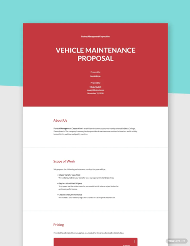 Maintenance Proposal - 23+ Examples, Format, Pdf | Examples