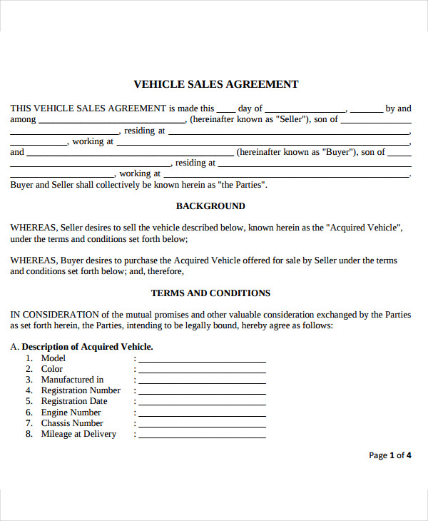 Car Selling Contract 9 Examples Format Pdf Examples