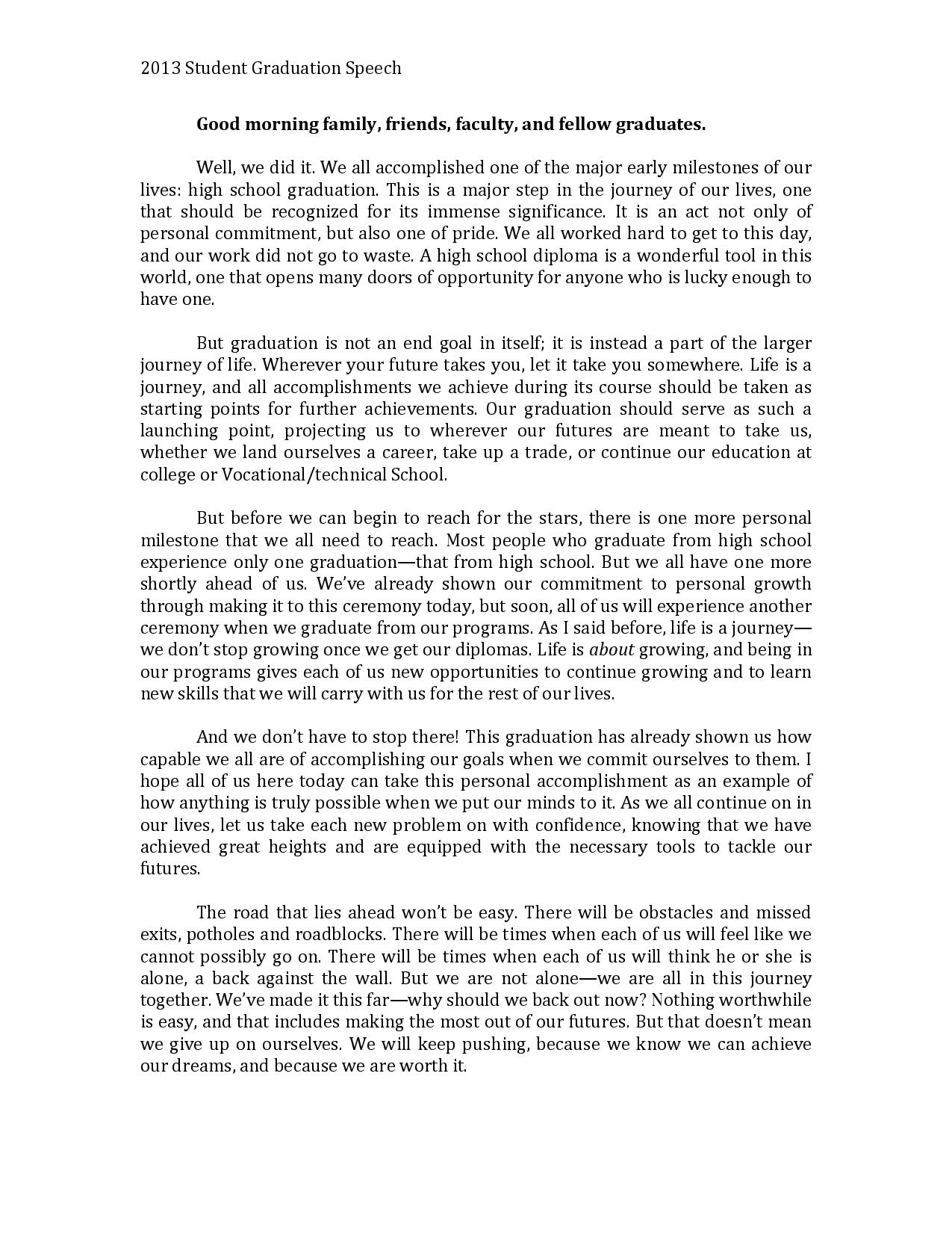 Sample Graduation Commencement Speeches Sample Site R
