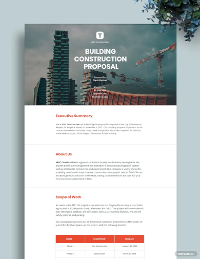 Construction Proposal Examples - 32+ in PDF | MS Word | PSD | AI | Examples