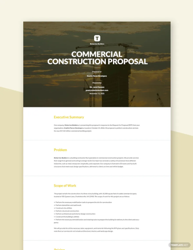 Construction Proposal Examples - 32+ in PDF | MS Word | PSD | AI | Examples