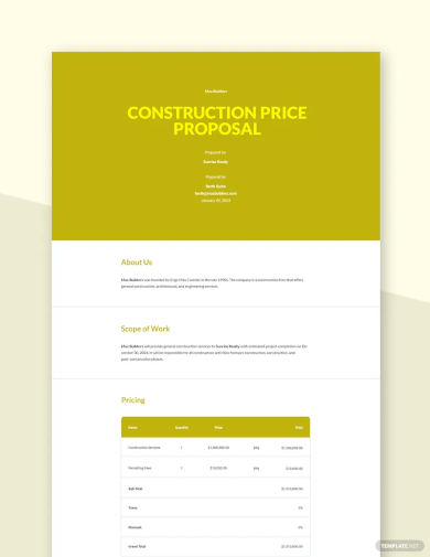 Construction Proposal Examples - 32+ in PDF | MS Word | PSD | AI | Examples