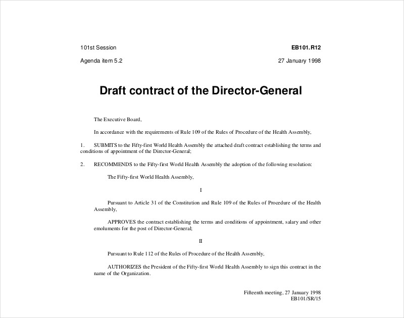 Draft Contract 11 Examples Format Pdf