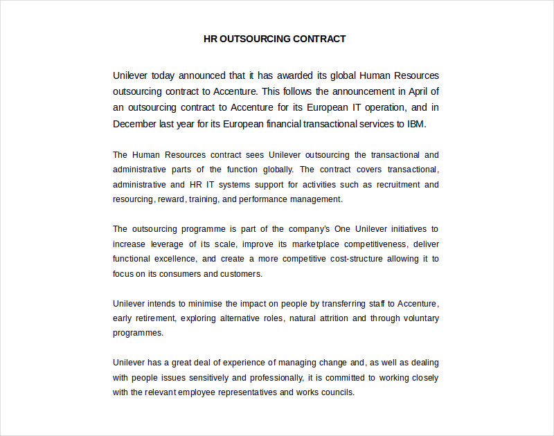 HR Contract - 8+ Examples, Format, Pdf | Examples