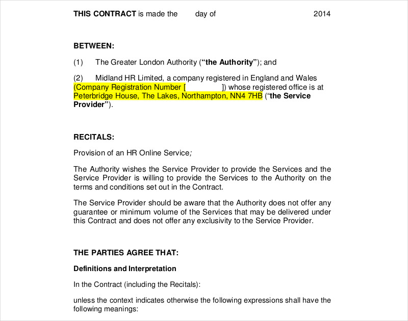 HR Contract - 8+ Examples, Format, Pdf | Examples