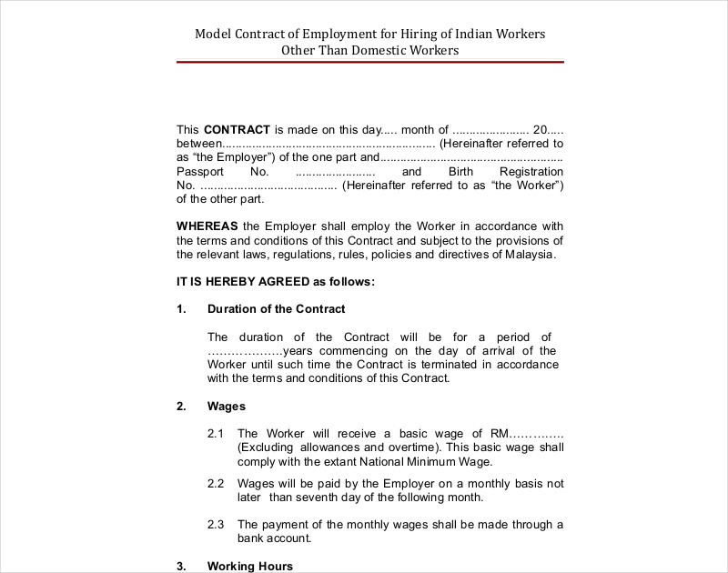 Hiring Contract - 10+ Examples, Format, Pdf | Examples