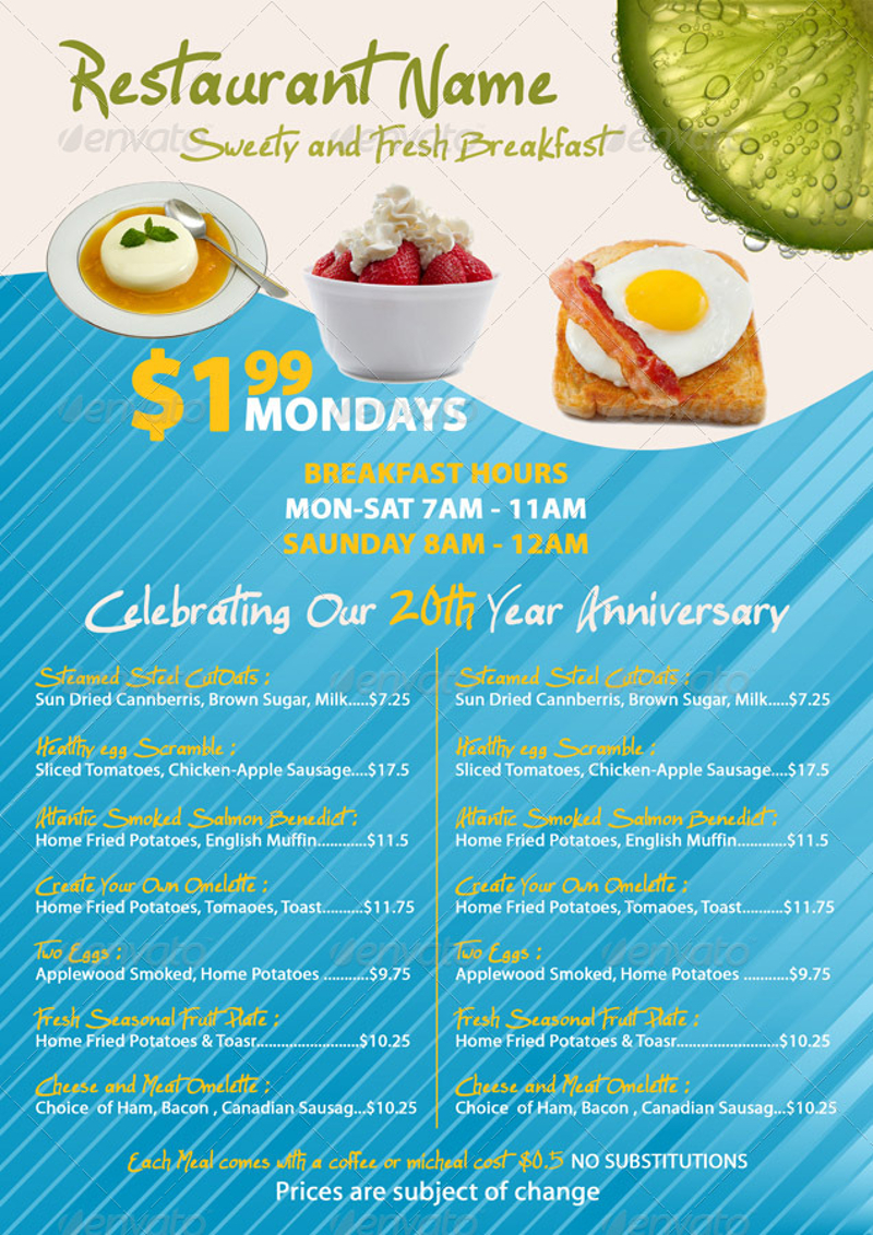Breakfast Menu Designs Examples 10 PSD AI Vector EPS Examples