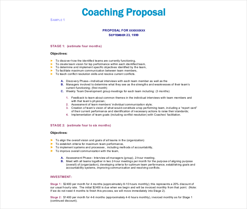 Life Coaching Proposal Template Pdf TUTORE ORG Master Of Documents