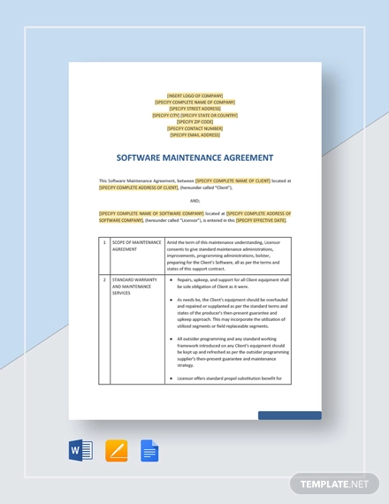 Maintenance Agreement - 18+ Examples, Format, Pdf | Examples