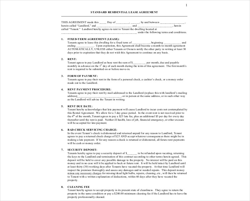 Lease Contract Examples - 16+ PDF, Google Docs | Examples
