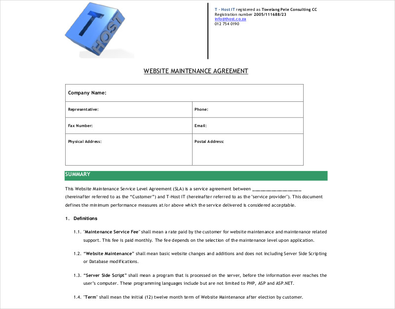 Maintenance Agreement - 18+ Examples, Format, Pdf | Examples