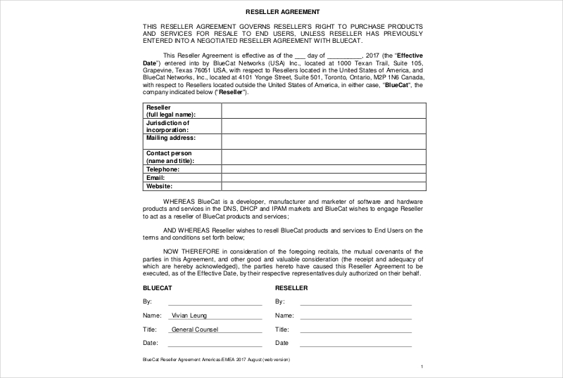 Reseller Agreement 18 Examples Format Pdf Examples