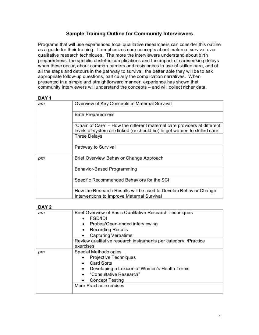 Training Outline Examples 9 PDF Examples