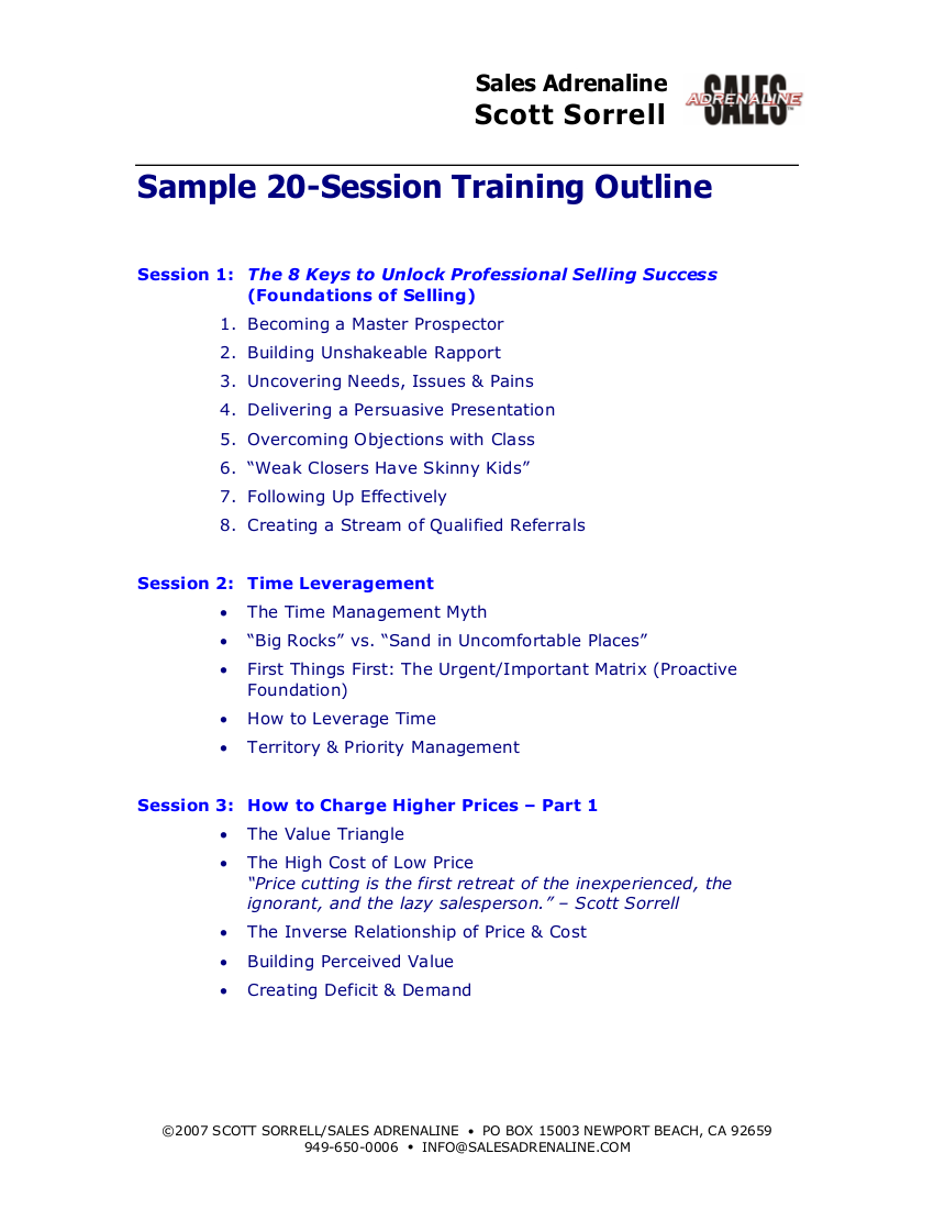  Training Outline Examples 9 PDF Examples