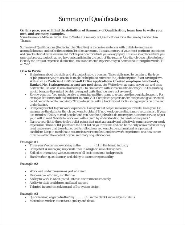 Career Summary 9 Examples Format Pdf Examples